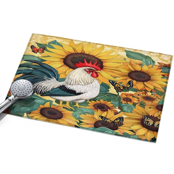Area Rug 2x3ft White Rooster Sunflower Butterfly Washable Area Rugs for ...