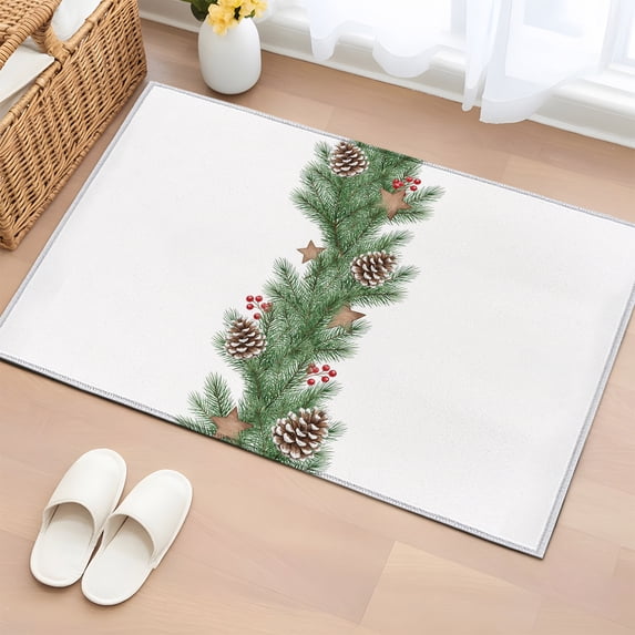 Area Rug 2x3ft, Winter Pine Cone Fir Sprig Washable Rugs for Living ...