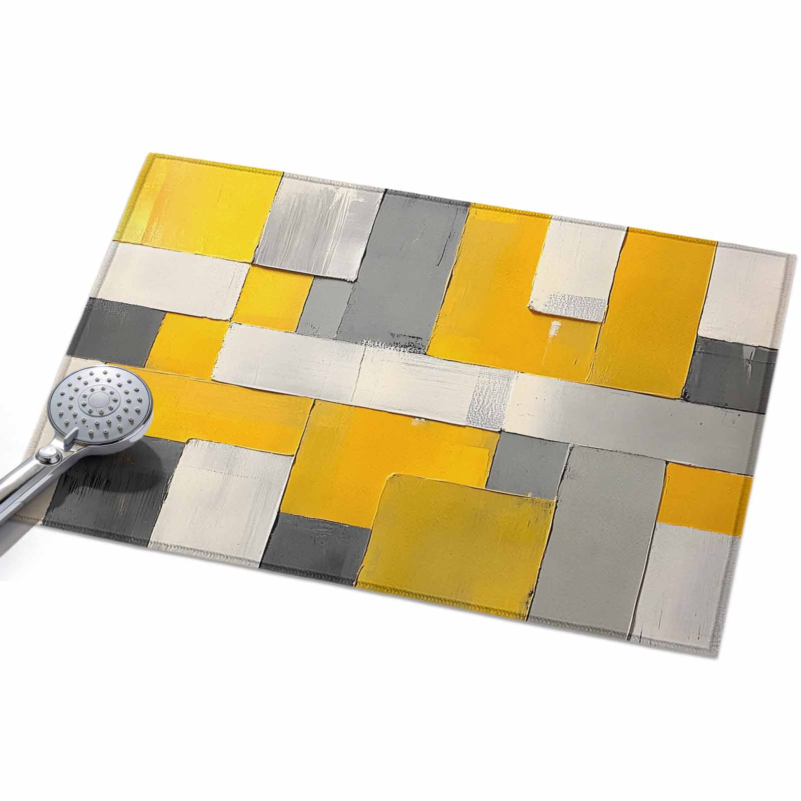 Area Rug 2x3ft Yellow Block Washable Area Rugs for Living Room Modern ...