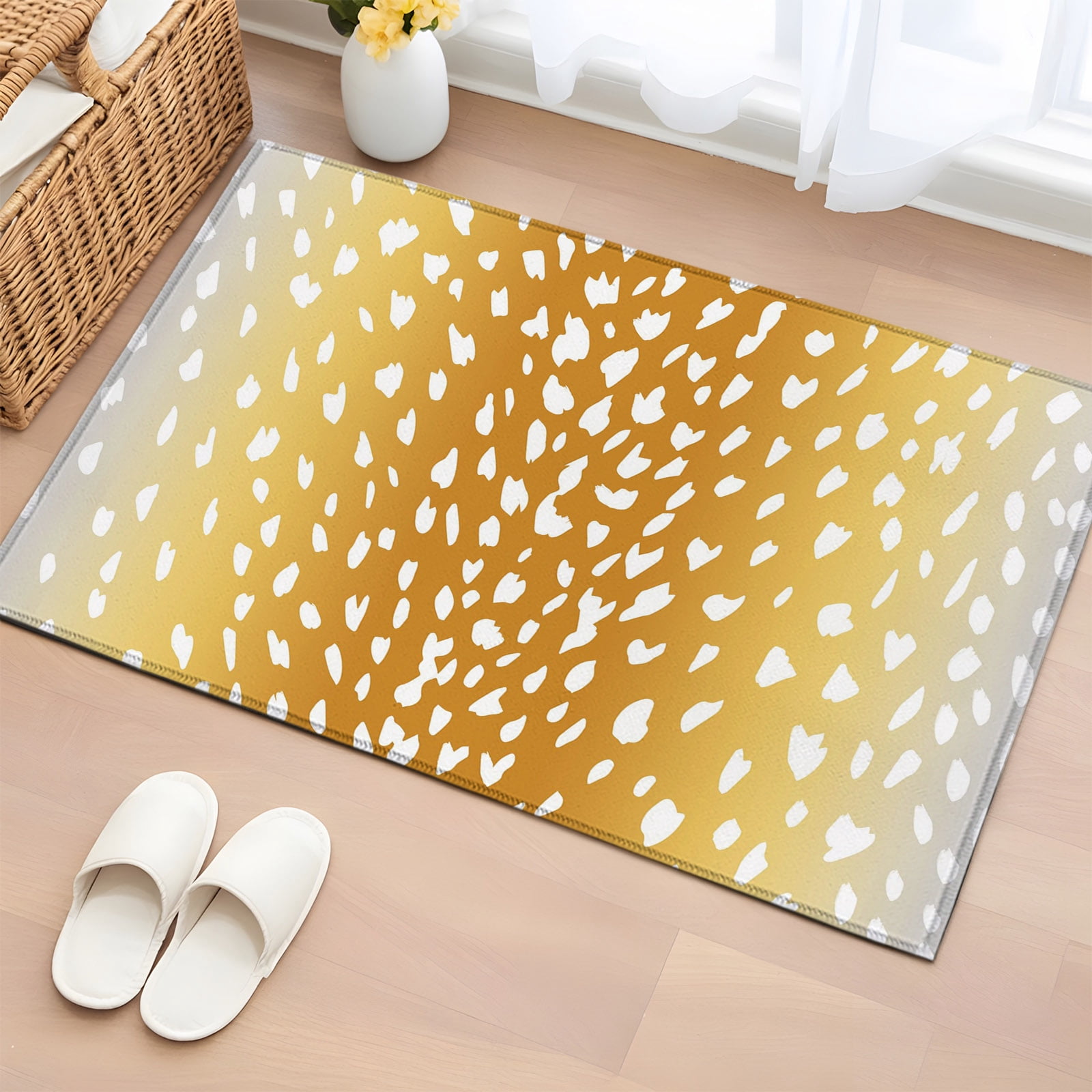 Area Rug 2x3ft Yellow Dots Texture Floor Entryway Rugs Indoor Floor ...