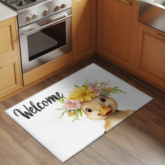 Area Rug 2x3ft Yellow Duck Washable Area Rugs for Living Room Flowers ...