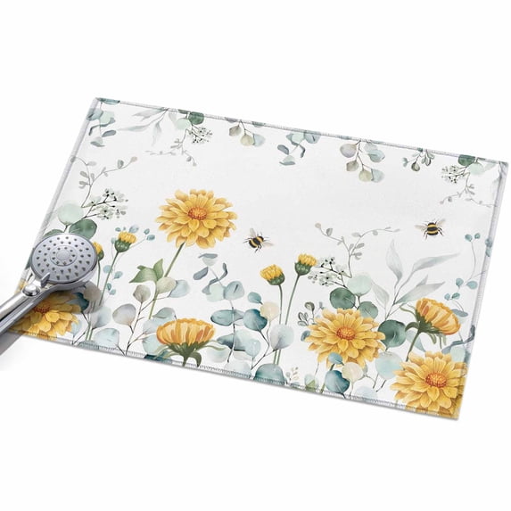 Area Rug 2x3ft Yellow Flowers Leaf Washable Area Rugs for Living Room ...