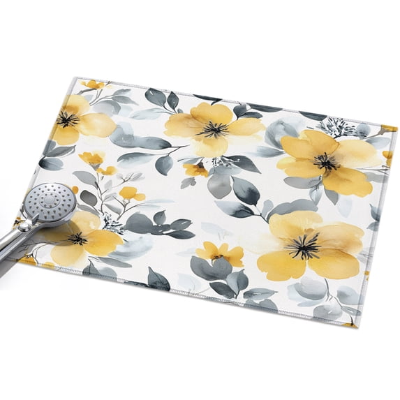 Area Rug 2x3ft Yellow Flowers Washable Area Rugs for Living Room Gray ...