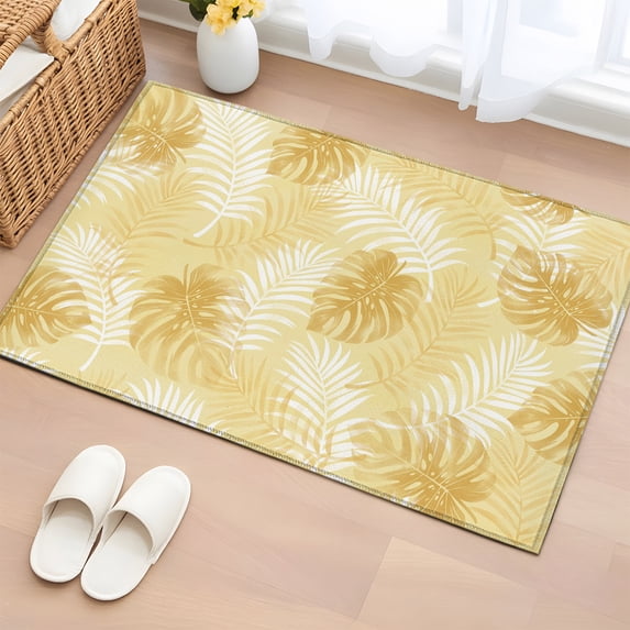 Area Rug 2x3ft, Yellow White Monstera Palm Leaf Washable Rugs for ...