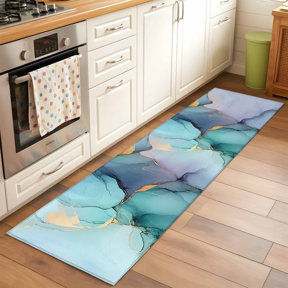 Area Rug 2x6ft Abstract Art Washable Area Rugs for Living Room Aqua ...