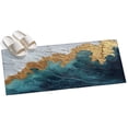 Area Rug 2x6ft Abstract Blue Golden White Waves Area Rugs for Kitchen ...