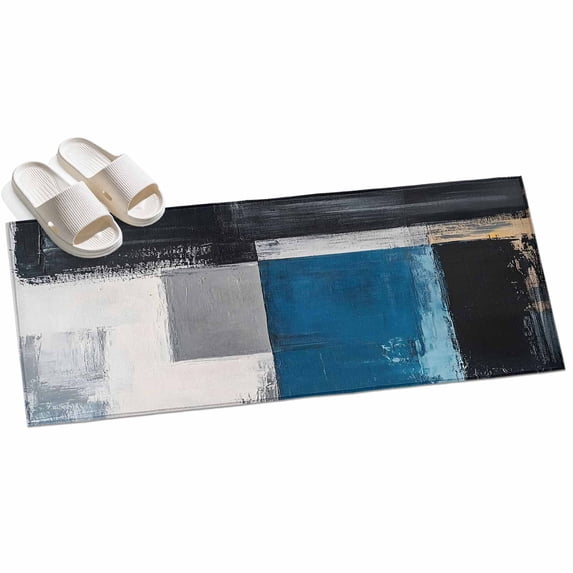 Area Rug 2x6ft Abstract Blue Gray Black Area Rugs for Kitchen Runner ...