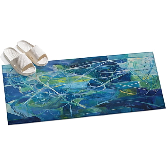 Area Rug 2x6ft Abstract Blue Green Print Art Area Rugs for Kitchen ...
