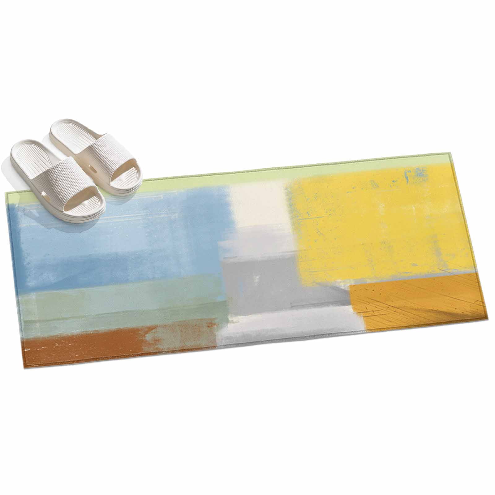 Area Rug 2x6ft Abstract Blue Yellow White Area Rugs for Kitchen Runner ...