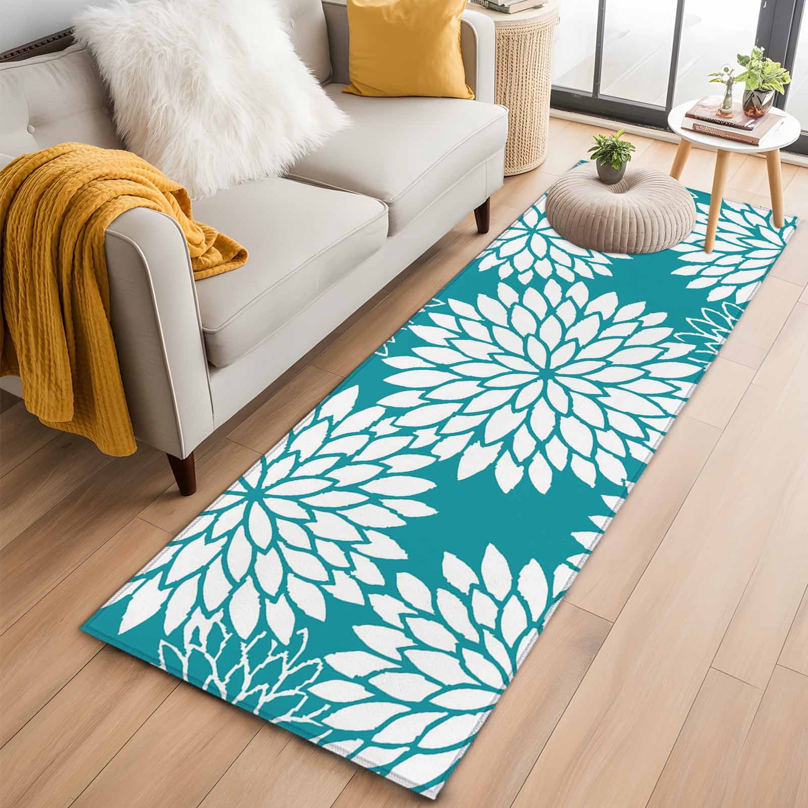 Area Rug 2x6ft Abstract Botanical Flower Silhouette Area Rugs Washable ...