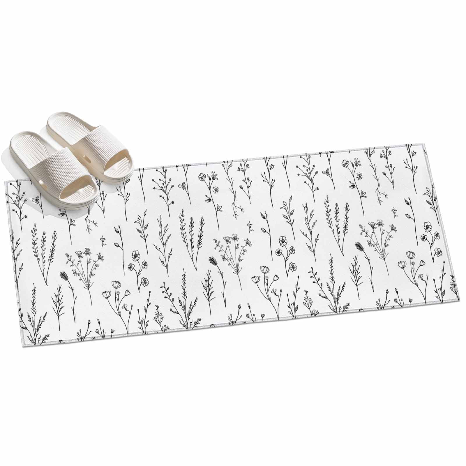 Area Rug 2x6ft Abstract Floral Leaf Plant Area Rugs for Kitchen Runner ...