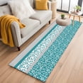 Area Rug 2x6ft Abstract Flower on Cyan Grey Area Rugs Washable Low Pile ...