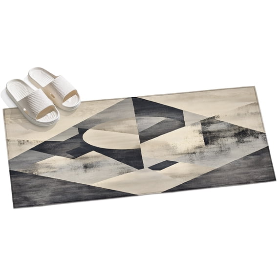 Area Rug 2x6ft Abstract Gray Beige Geometric Area Rugs for Kitchen ...
