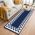 Area Rug 2x6ft Abstract Navy Blue Check Area Rugs Washable Low Pile ...