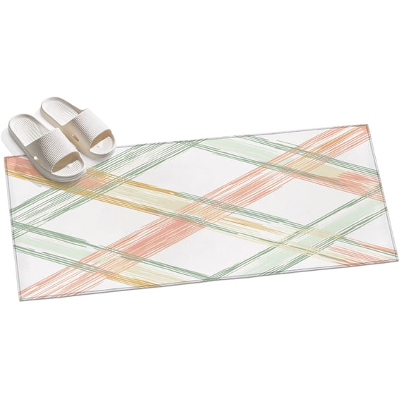 Area Rug 2x6ft Abstract Pink Green Yellow Striped Area Rugs for Kitchen ...