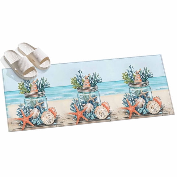 Area Rug 2x6ft Beach Area Rugs for Kitchen Runner Rug Coral Seashell ...