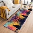 Area Rug 2x6ft Black Cat Silhouette Forest Area Rugs Washable Low Pile ...