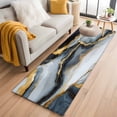 Area Rug 2x6ft Black Gray Marble Gold Line Area Rugs Washable Low Pile ...