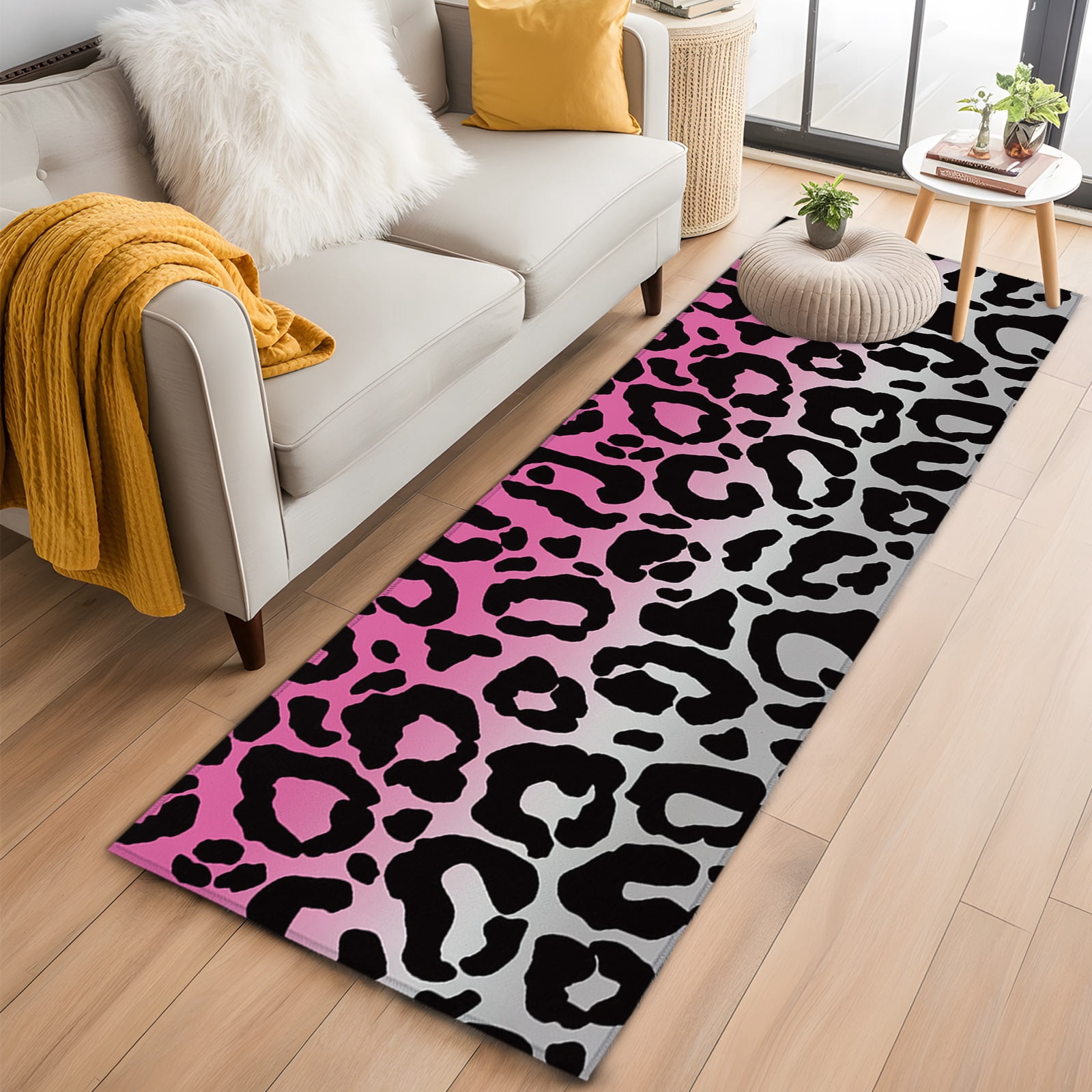 Area Rug 2x6ft Black Leopard Animal Print Texture Area Rugs Washable ...