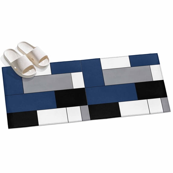 Area Rug 2x6ft Blue Blocks Area Rugs for Kitchen Runner Rug Geometric ...