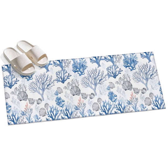 Area Rug 2x6ft Blue Coral Starfish Shell Area Rugs for Kitchen Runner ...
