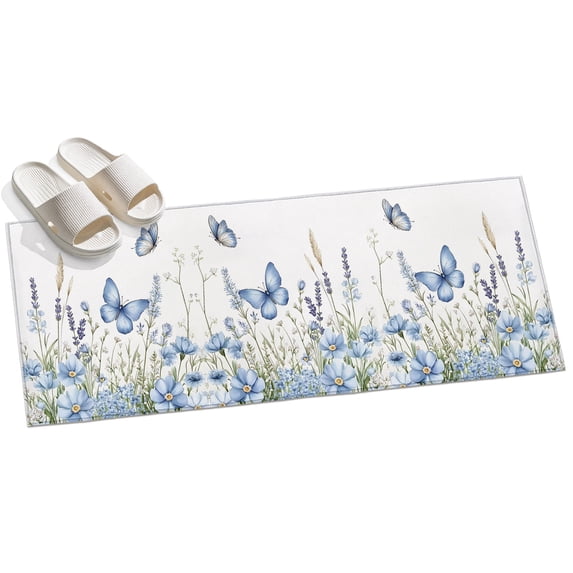 Area Rug 2x6ft Blue Daisy Plant Area Rugs for Kitchen Runner Rug ...