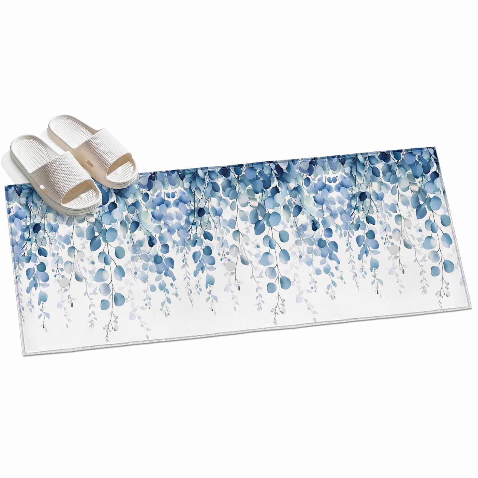 Area Rug 2x6ft Blue Eucalyptus Leaves Area Rugs for Kitchen Runner Rug ...