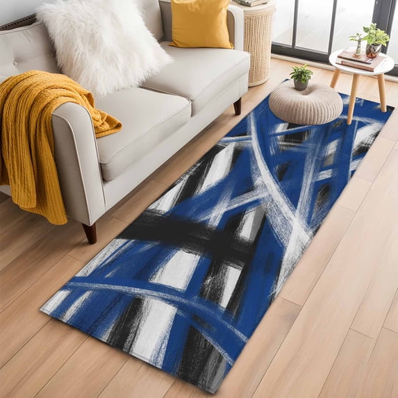 Area Rug 2x6ft Blue Graffiti Lines Carpets Indoor Floor Area Mat ...