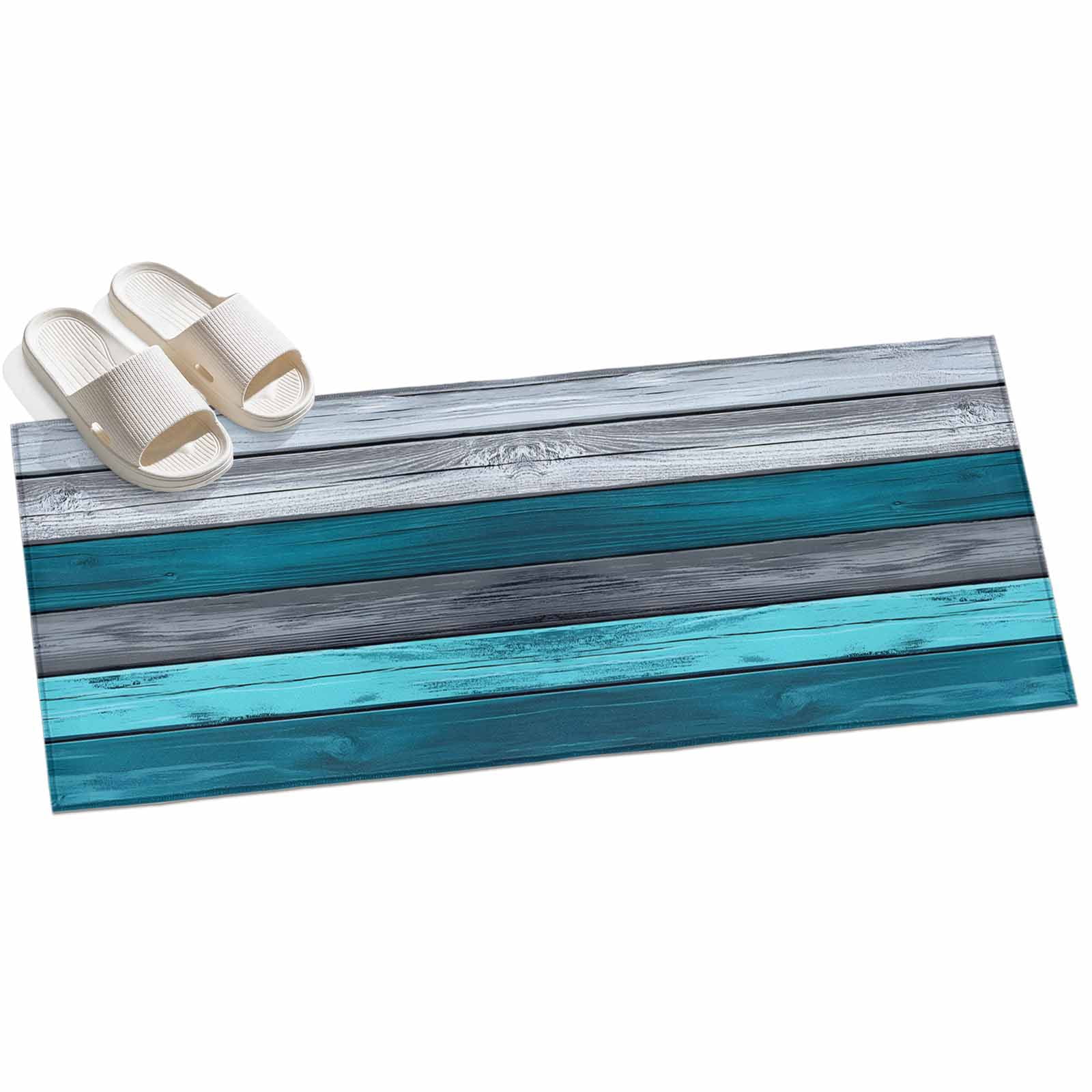 Area Rug 2x6ft Blue Gray Stripe Area Rugs for Kitchen Runner Rug Retro ...