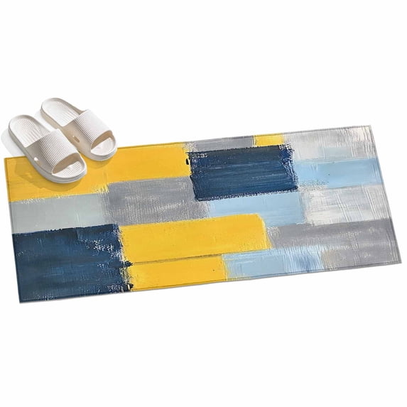Area Rug 2x6ft Blue Gray Yellow Oil Painting Area Rugs for Kitchen ...