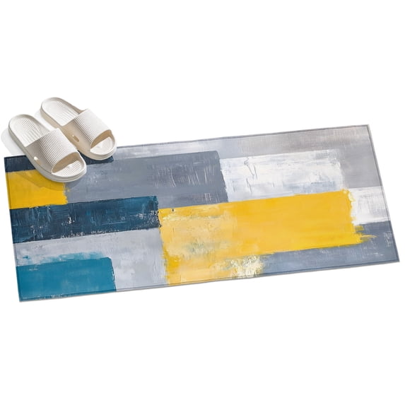 Area Rug 2x6ft Blue Gray Yellow Painting Area Rugs for Kitchen Runner ...