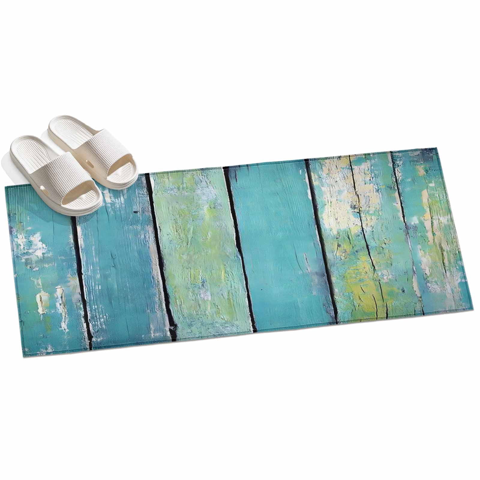 Area Rug 2x6ft Blue Theme Area Rugs for Kitchen Runner Rug Wood Grain ...