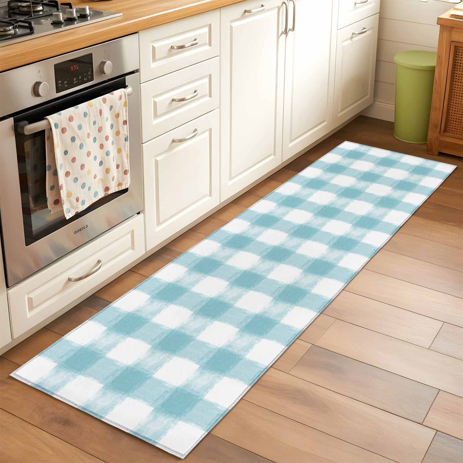 Area Rug 2x6ft Buffalo Check Watercolor Washable Area Rugs for Living ...