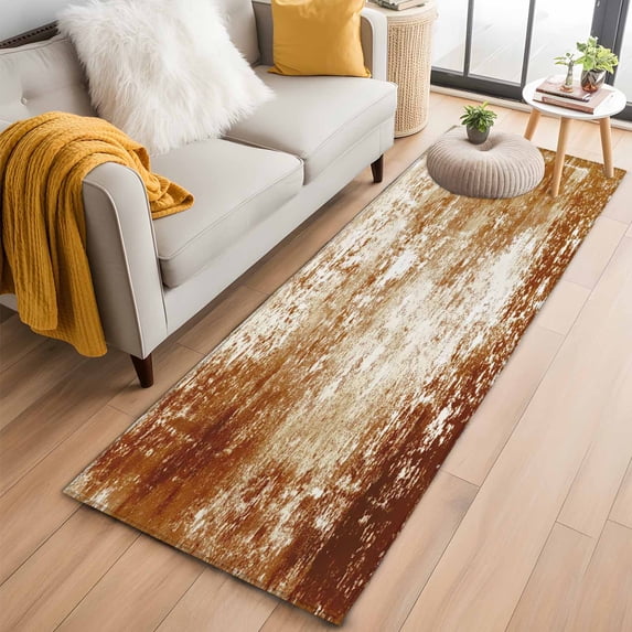 Area Rug 2x6ft Burnt Orange Graffiti Carpets Indoor Floor Area Mat ...