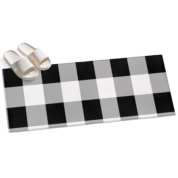 Area Rug 2x6ft Check Plaid Area Rugs for Kitchen Runner Rug Black White ...