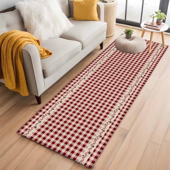 Area Rug 2x6ft Classic Red Buffalo Plaid Area Rugs Washable Low Pile ...