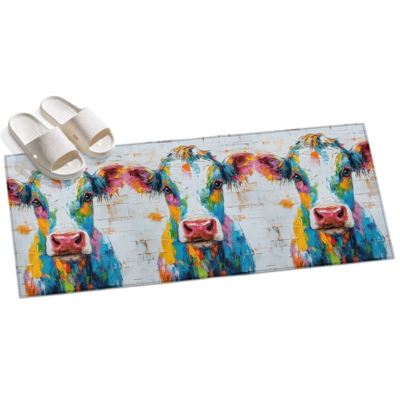 Area Rug 2x6ft Colorful Cow Painting Area Rugs for Kitchen Runner Rug ...