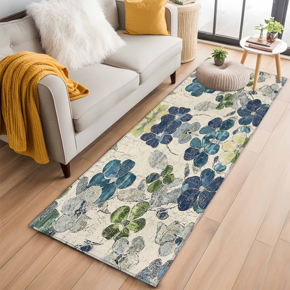 Area Rug 2x6ft Colorful Flower Vintage Texture Area Rugs Washable Low ...
