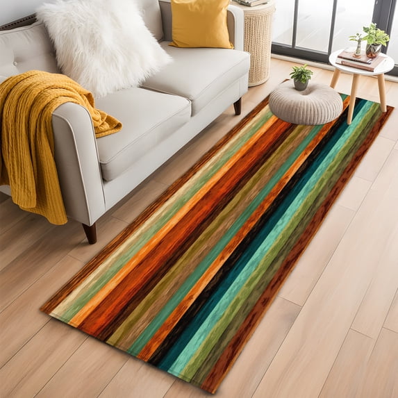 Area Rug 2x6ft Colorful Ripple Gradient Area Rugs Washable Low Pile ...