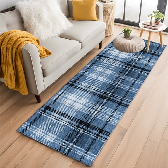 Area Rug 2x6ft Country Linen Buffalo Plaid Area Rugs Washable Low Pile ...