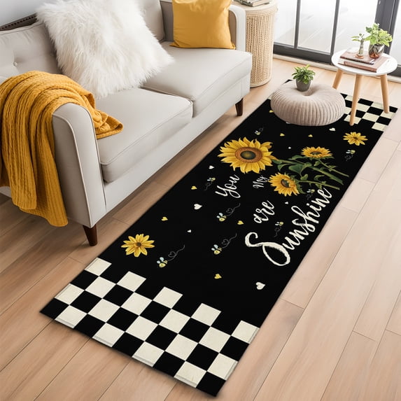 Area Rug 2x6ft Country Sunflower Sunshine Quote Area Rugs Washable Low ...