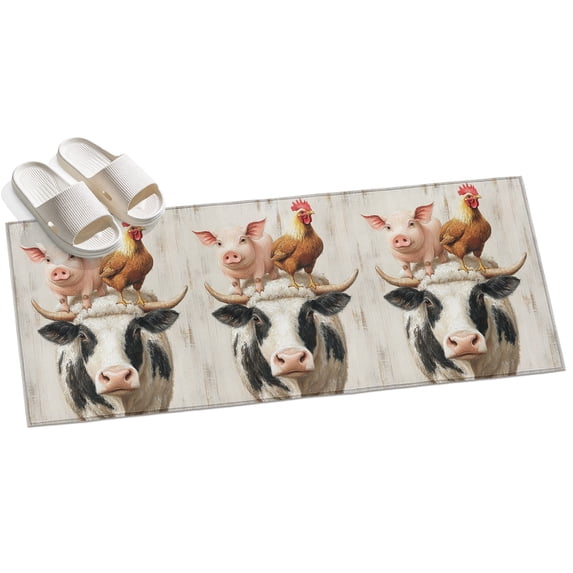 Area Rug 2x6ft Cow Pig Chicken Area Rugs for Kitchen Runner Rug Oil ...