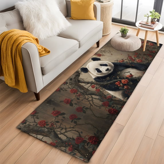 Area Rug 2x6ft Cute Animals Panda Area Rugs Washable Low Pile Floor ...