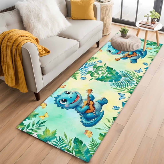 Area Rug 2x6ft Cute Cartoon Animal Blue Dinosaurs Area Rugs Washable ...