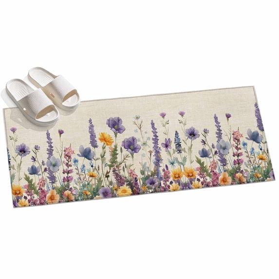 Area Rug 2x6ft Daisy Lavender Floral Area Rugs for Kitchen Runner Rug ...