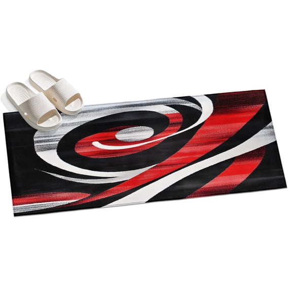 Area Rug 2x6ft Dark Art Area Rugs for Kitchen Runner Rug Red Black Non ...