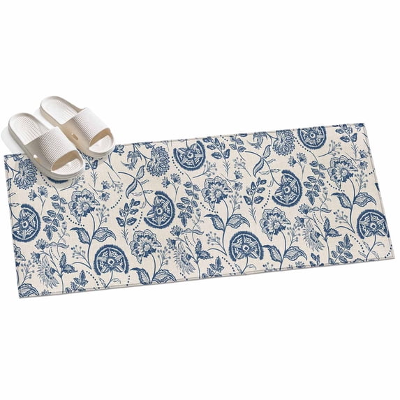 Area Rug 2x6ft Dark Blue Pastoral Flowers Area Rugs for Kitchen Runner ...