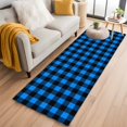 Area Rug 2x6ft Deepblue Black Check Area Rugs Washable Low Pile Floor ...