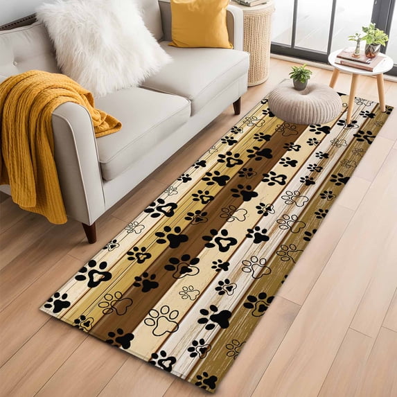 Area Rug 2x6ft Dog Paw Print Area Rugs Washable Low Pile Floor Carpet ...
