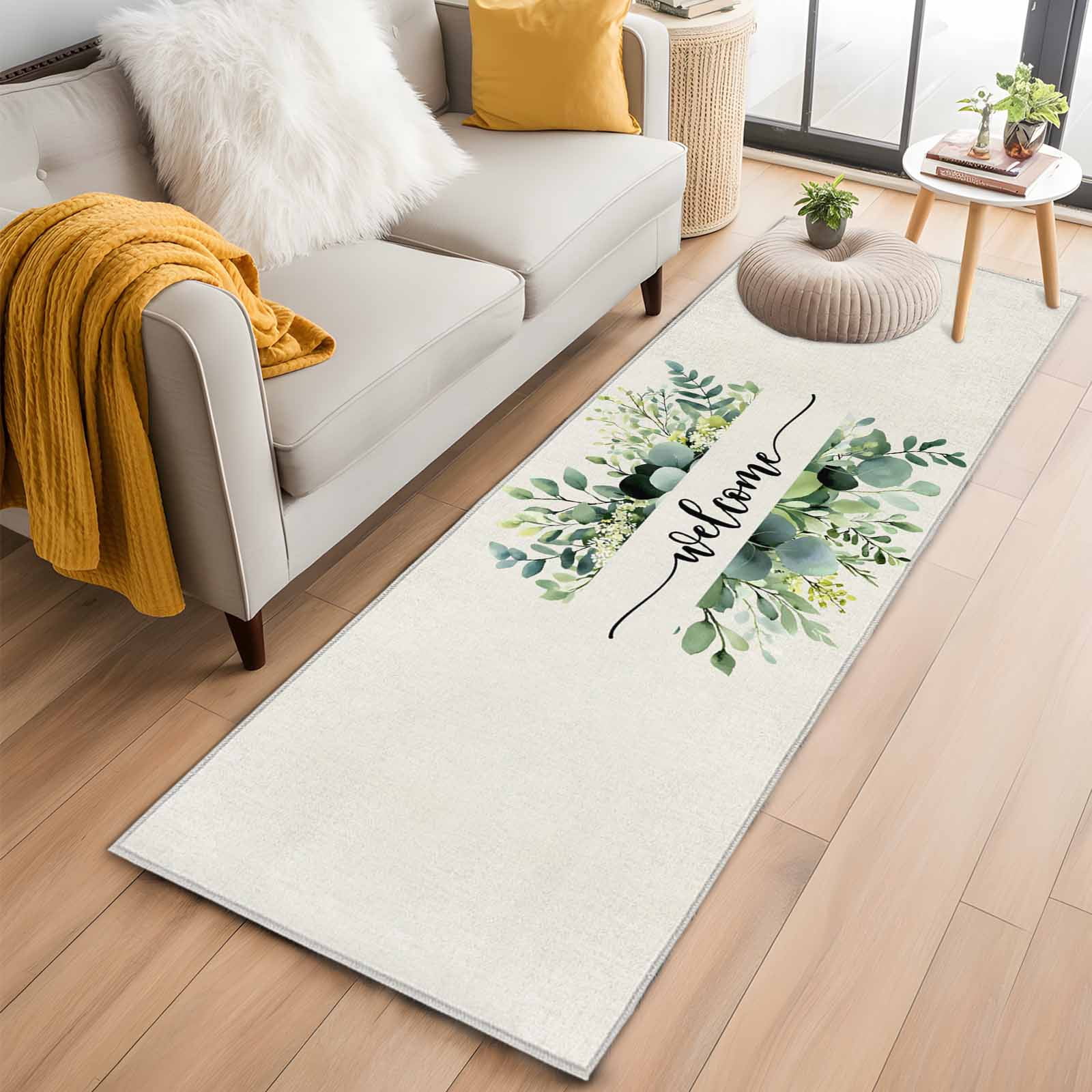 Area Rug 2x6ft Eucalyptus Leaves Carpets Indoor Floor Area Mat Washable ...